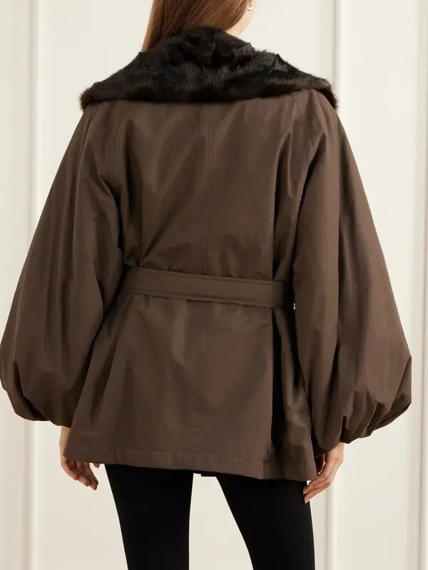 Magda Butrym Belted Plush-trimmed Short Coat