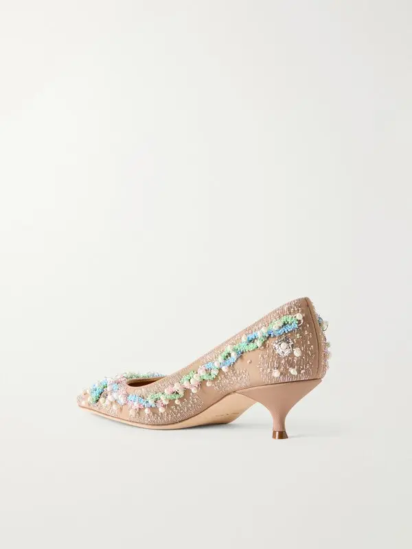 Tory Burch Bead-embellished Canvas Pumps