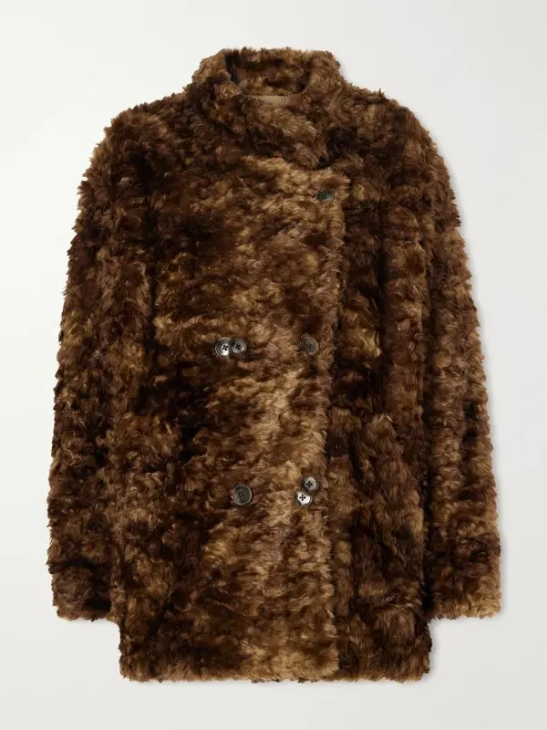 MARANT ETOILE Jya Double-breasted Plush Jacket - Brown