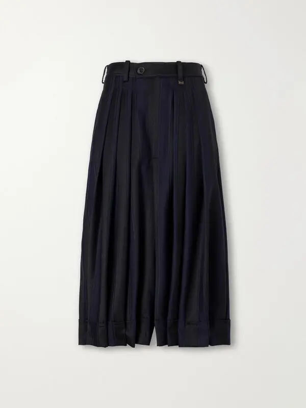 VIVIENNE WESTWOOD Striped Satin-wool Culotte Shorts - Blue