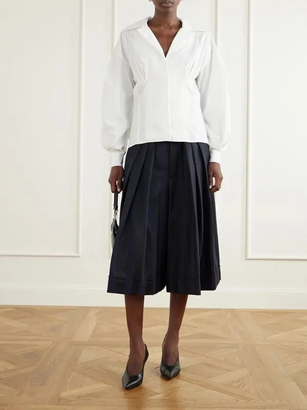 VIVIENNE WESTWOOD Striped Satin-wool Culotte Shorts