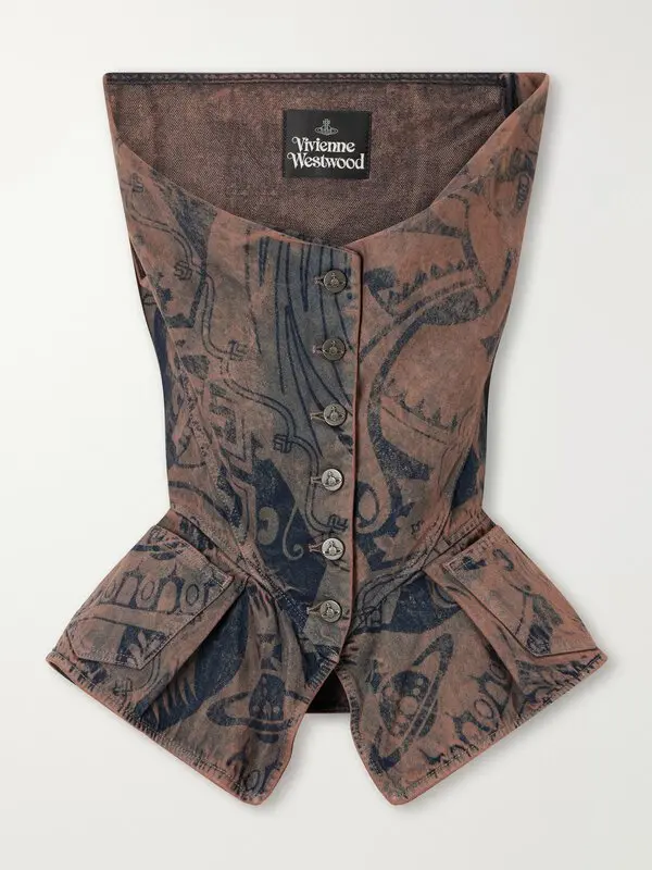 VIVIENNE WESTWOOD Printed Organic Denim Corset Vest