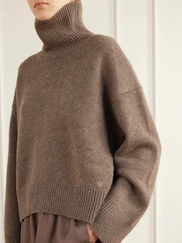 Loulou De Saison Jonah Cropped Cashmere Turtleneck Sweater