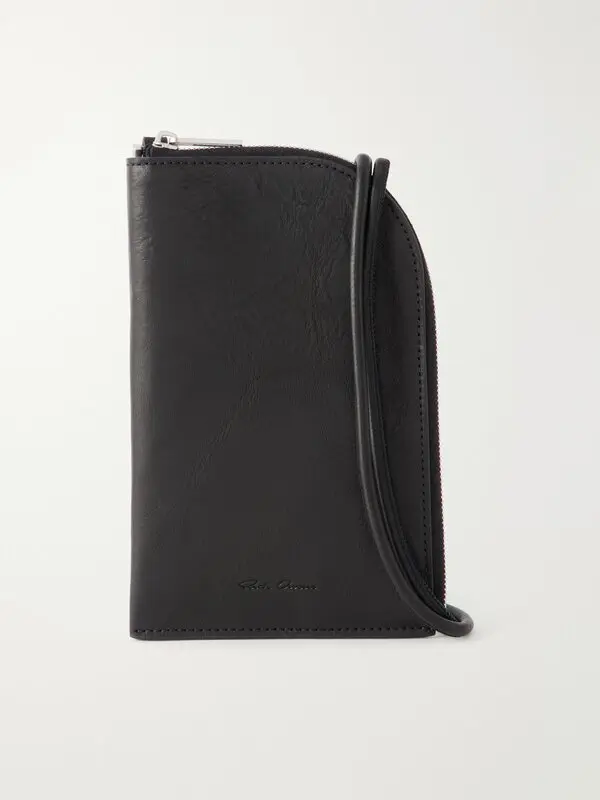 Rick Owens Leather Crossbody Wallet - Black