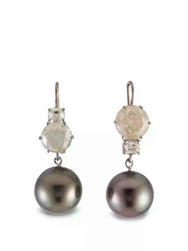 SYLVA & CIE Diamond And Pearl Drop Earrings