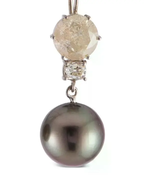 SYLVA & CIE Diamond And Pearl Drop Earrings