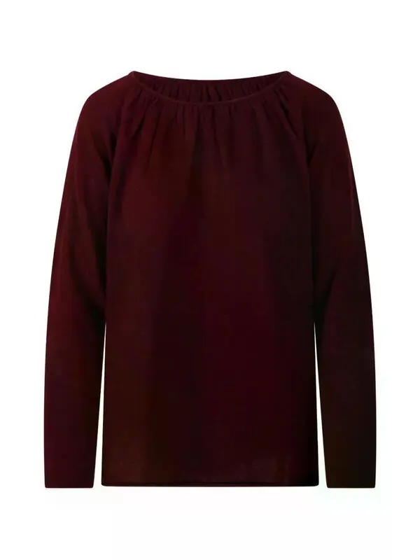 ALLUDE Gathered-neckline Fine-knit Top - Red