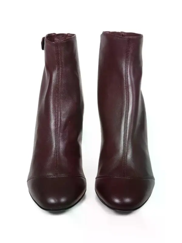 FRANCESCO RUSSO Burgundy Leather Zip-fastening Ankle Boots