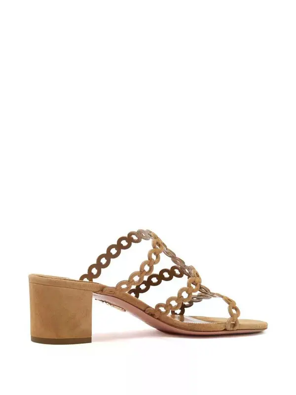 AQUAZZURA Suede Mules With Intertwined Straps