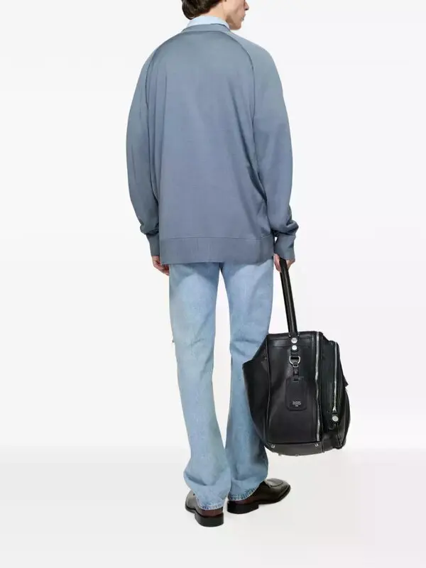 Acne Studios V-neck Silk Cardigan With Embroidered Logo