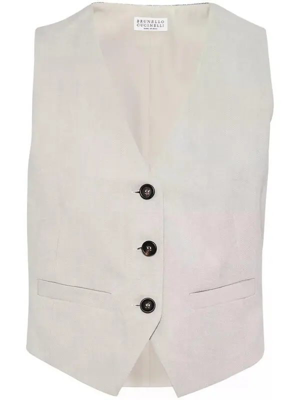 Brunello Cucinelli Linen-blend Waistcoat - Grey