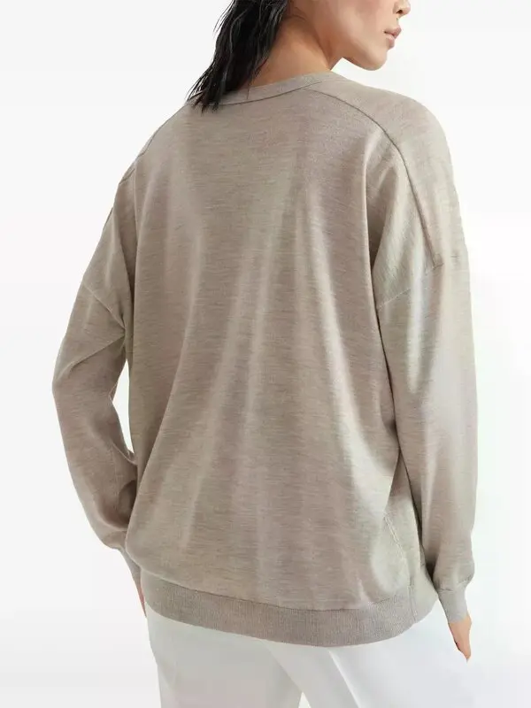 Brunello Cucinelli Cashmere-silk Blend V-neck Sweatshirt