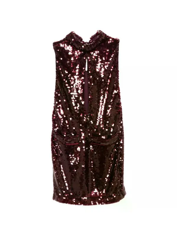 ADRIANA DEGREAS Sequin-embellished Cut-out Mini Dress - Red