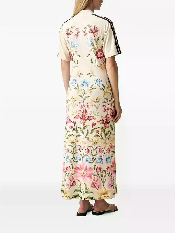 Adidas Floral Print Maxi Dress With Side Slit - Neutrals