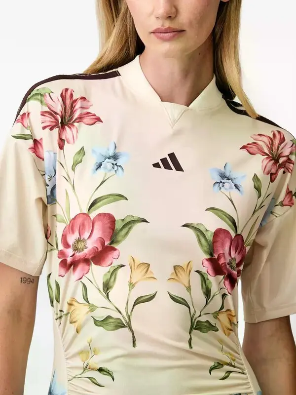 Adidas Floral Print Maxi Dress With Side Slit - Neutrals