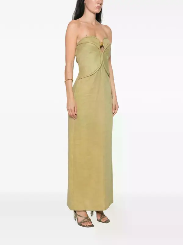 ADRIANA DEGREAS Strapless Maxi Dress With Bead Detail