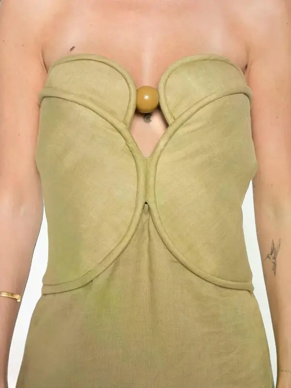 ADRIANA DEGREAS Strapless Maxi Dress With Bead Detail