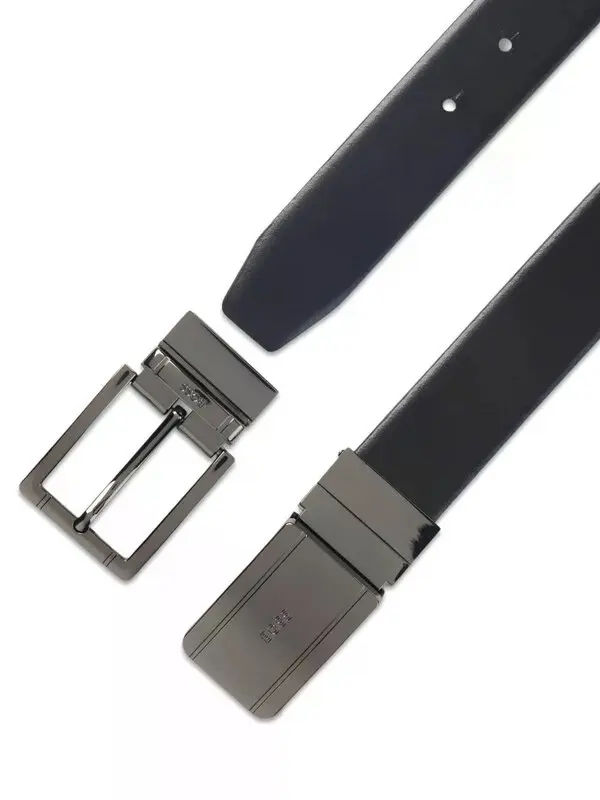 BOSS Reversible Leather Belt With Pin And Plaque Buckles