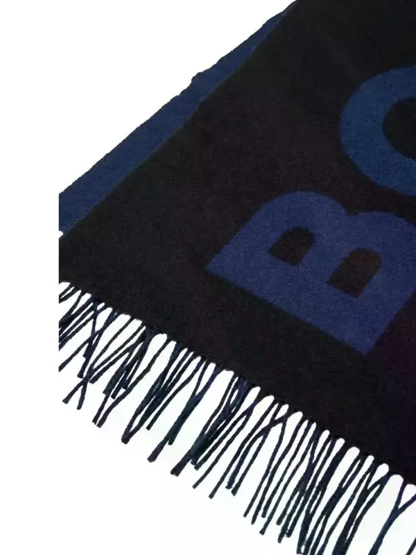 BOSS Logo-intarsia Fringed Scarf