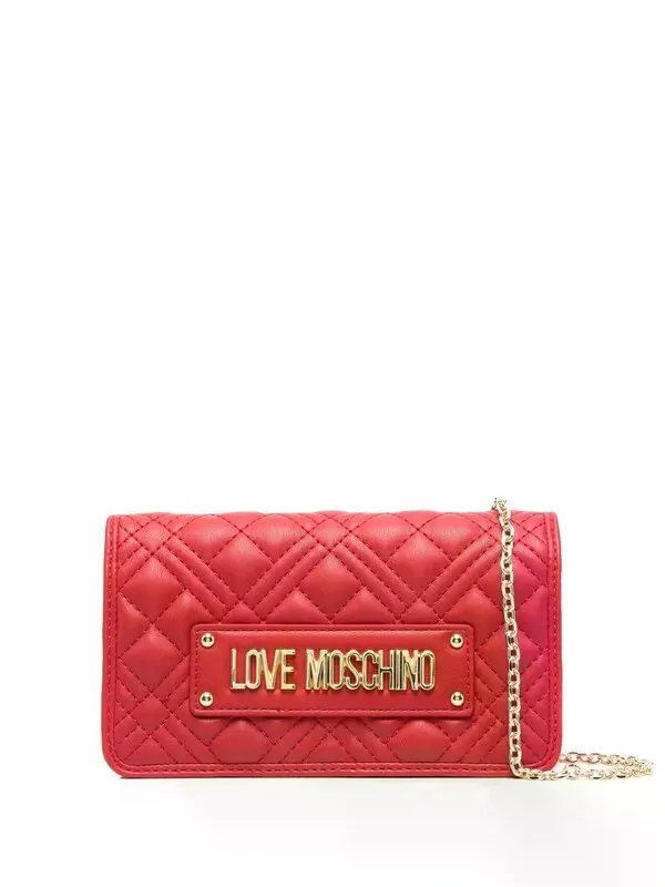 Moschino Diamond-quilted Logo-lettering Crossbody Bag - Red