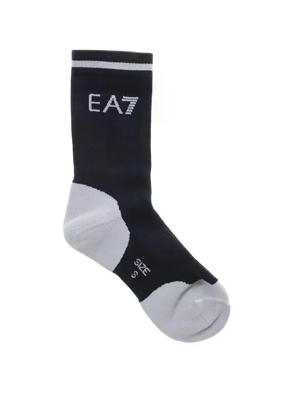 Emporio Armani Ea7 Logo-knit Socks - Black