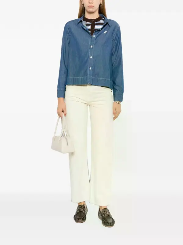 AGNES B. Embroidered-dinosaur Shirt - Blue