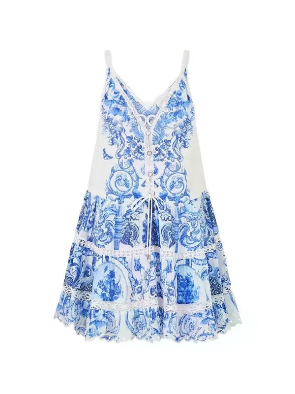 Camilla Gather-waist Short Dress - White