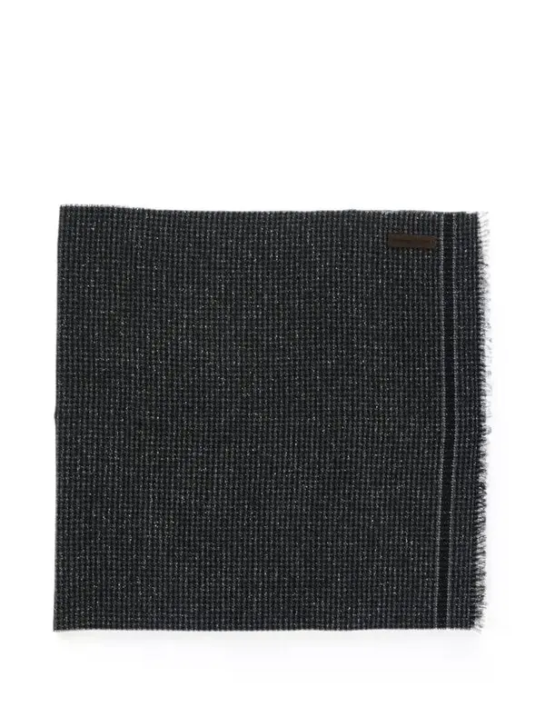 Zegna Houndstooth-pattern Fringed Scarf