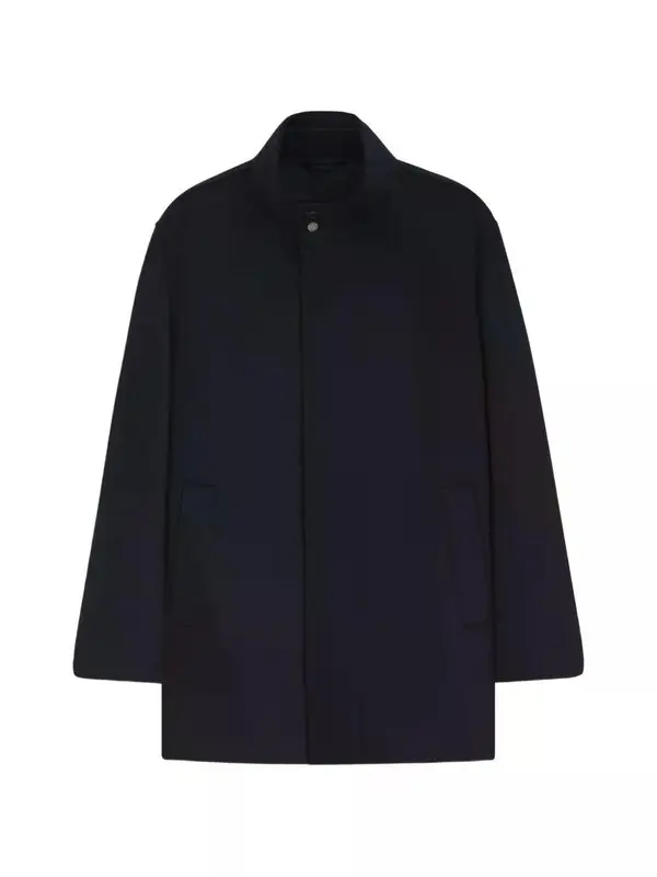 BOSS Formal Coat In Italian Fabric With Stand Collar - Blue