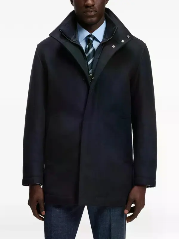 BOSS Formal Coat In Italian Fabric With Stand Collar