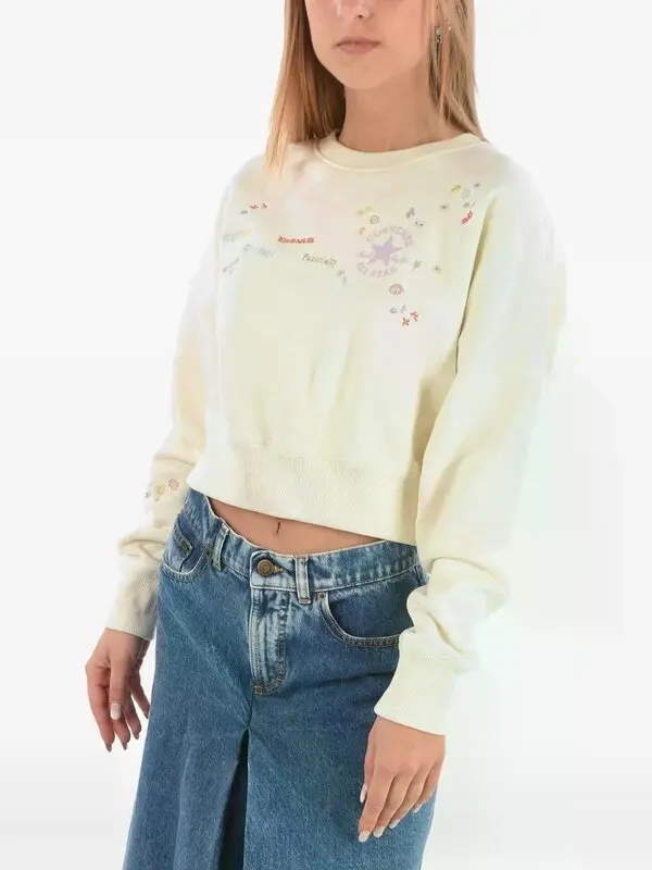 CONVERSE Embroidered Logo-print Sweatshirt - Neutrals
