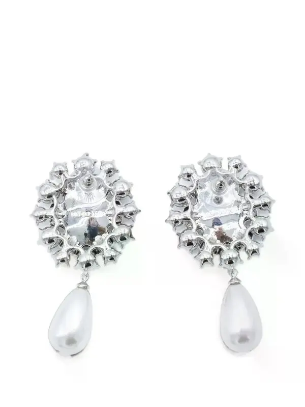 SELF-PORTRAIT Crystal-embellished Faux-pearl Drop Earrings - Silver