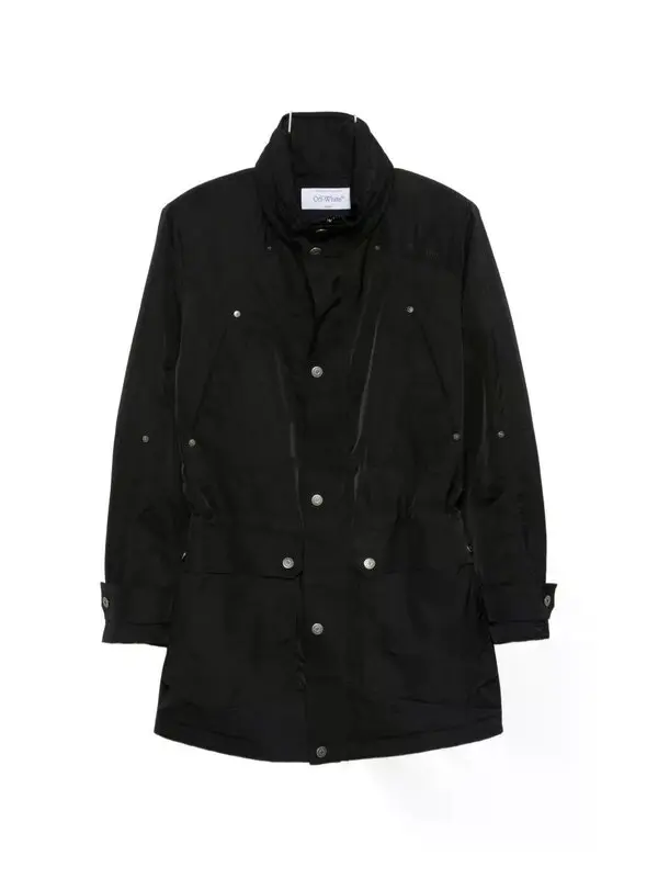 Off-White Racing Staff Logo-embroidered Storm-flap Coat - Black