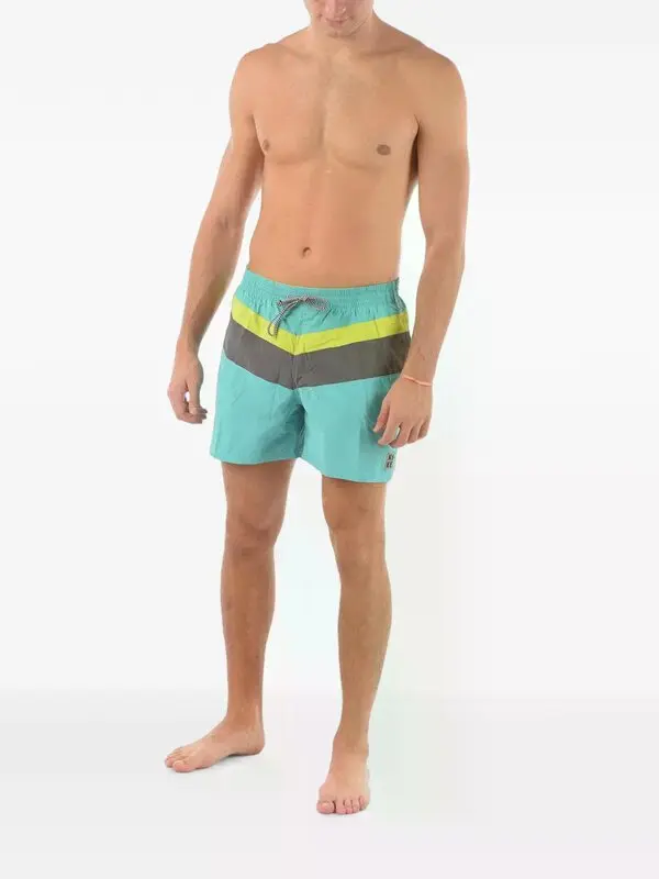 Nike Elastic-waistband Striped Swim Shorts - Blue