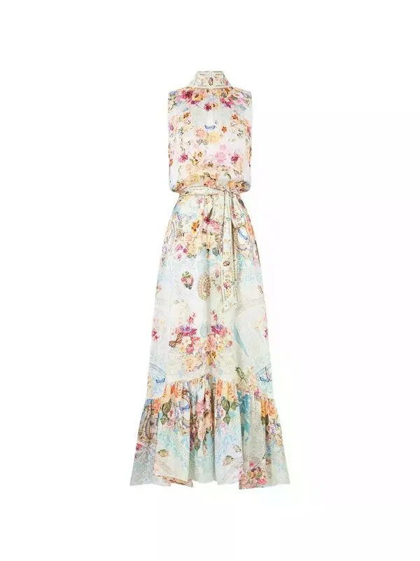 Camilla Floral-print Silk Dress - Neutrals