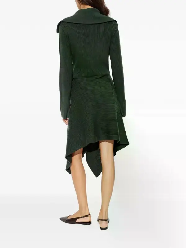 GANNI Ribbed-knit Handkerchief Hem Dress
