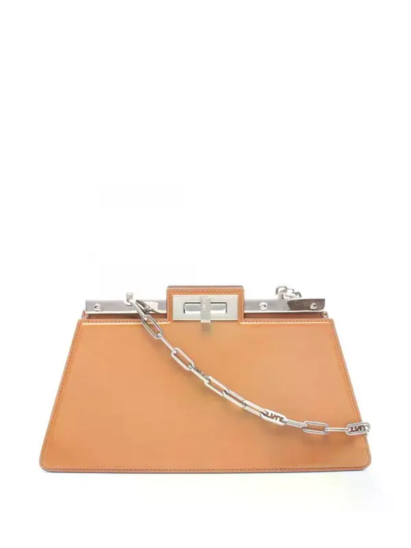 Fendi Medium Leather Peekaboo Cut Chain Shoulder Bag