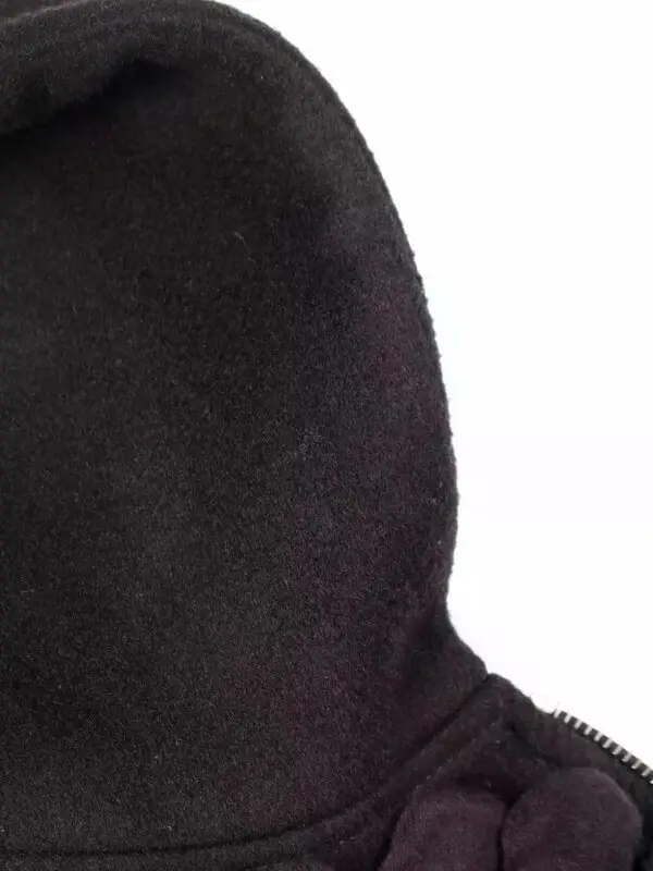 Celine 2010s Wool And Leather Logo Detail Hooded Jacket