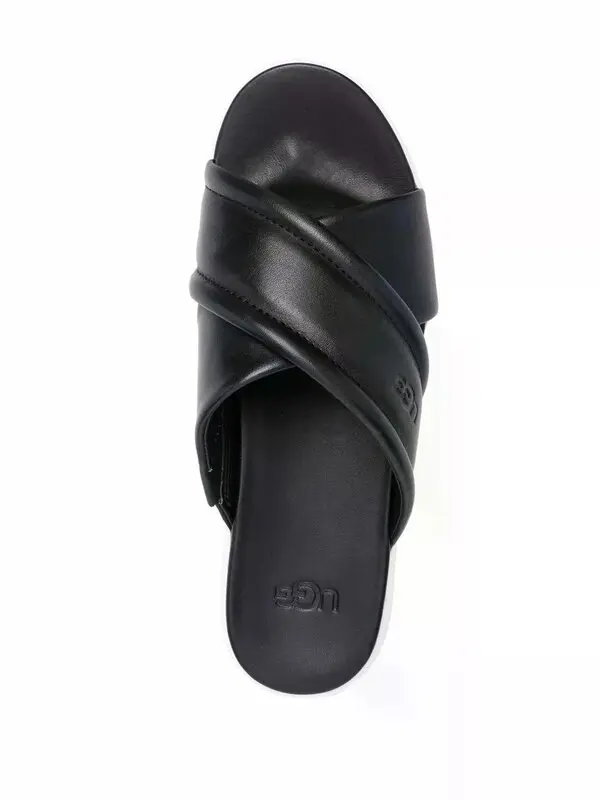 UGG Leather Crossover Strap Platform Sandals