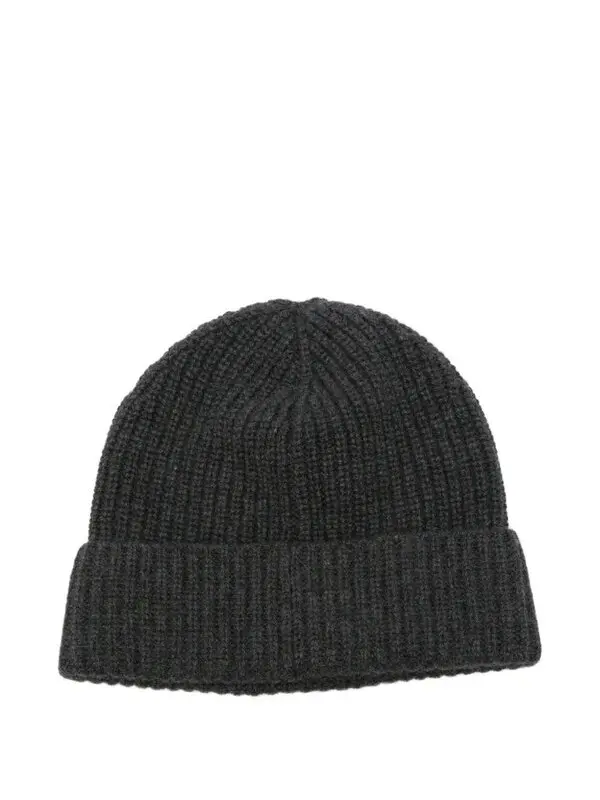Dolce & Gabbana Logo Patch Ribbed Knit Beanie - Grey