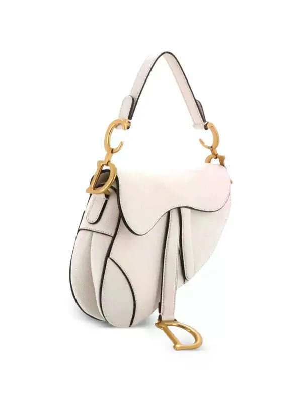 Dior Saddle Handbag Leather Mini Shoulder Bag - White