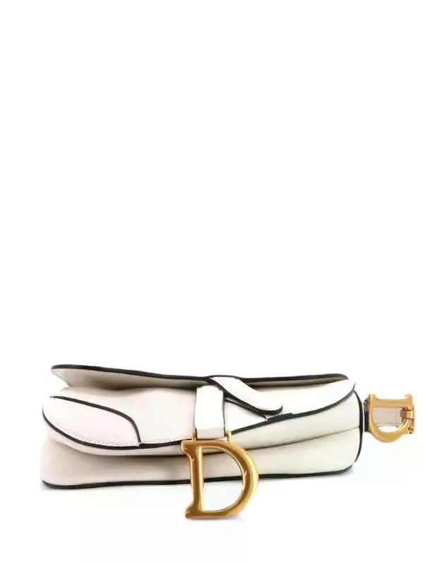 Dior Saddle Handbag Leather Mini Shoulder Bag - White