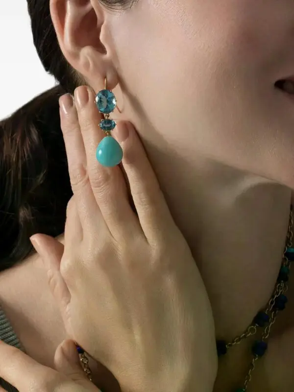 SYLVA & CIE Blue Topaz Amazonite Drop Earrings