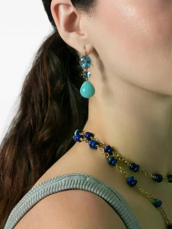SYLVA & CIE Blue Topaz Amazonite Drop Earrings