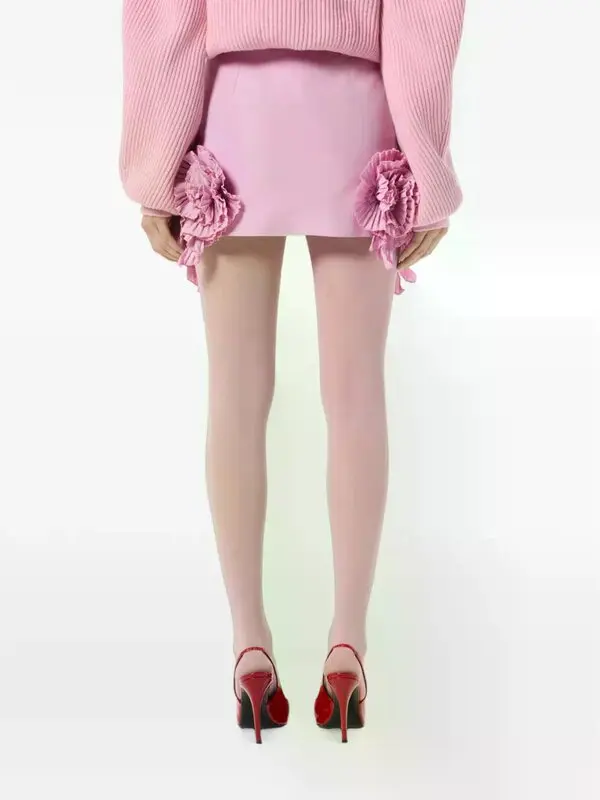 Blumarine Rose Detail Taffeta Mini Skirt