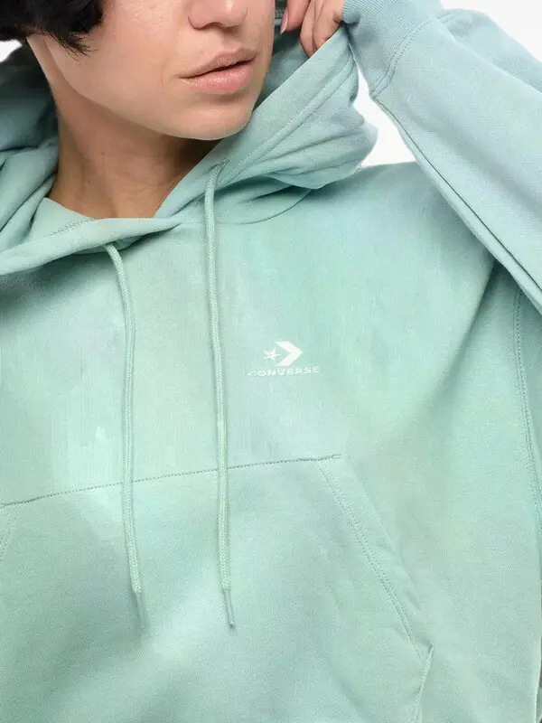 CONVERSE Logo-detail Cropped Cotton Hoodie