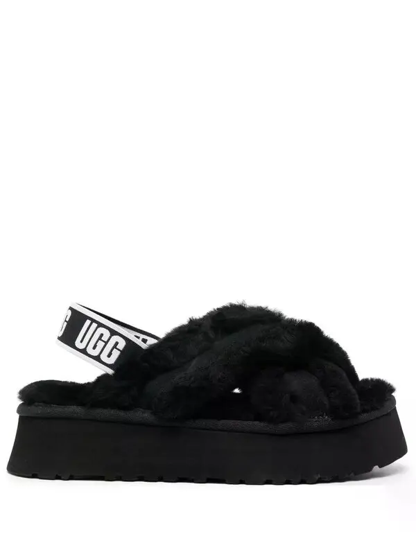 UGG Logo Print Platform Sandals - Black