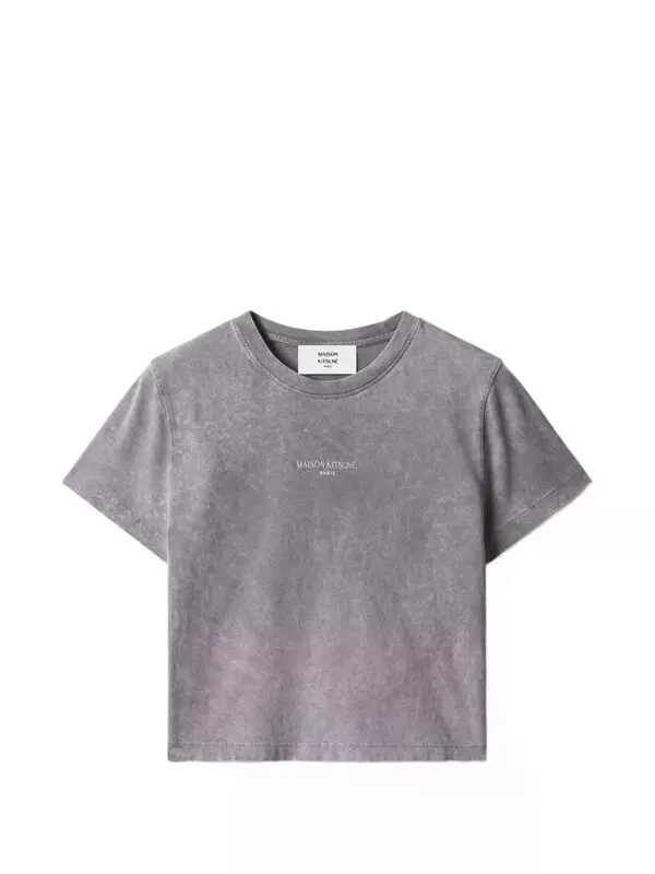 Maison Kitsuné Faded Baby Logo-print Cropped T-shirt - Grey