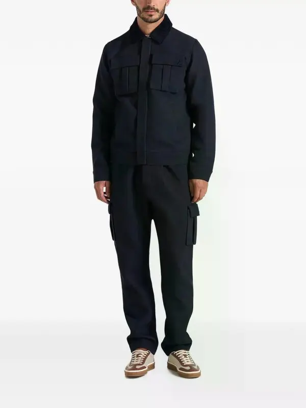 Manière De Voir Maniere De Voir Twill Trucker Jacket With Velvet Collar - Blue
