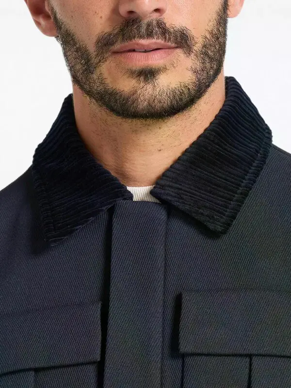 Manière De Voir Maniere De Voir Twill Trucker Jacket With Velvet Collar